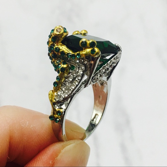 Eve St. Claire | Jewelry | Emerald Frog Ring Gold Silver Swarovski ...